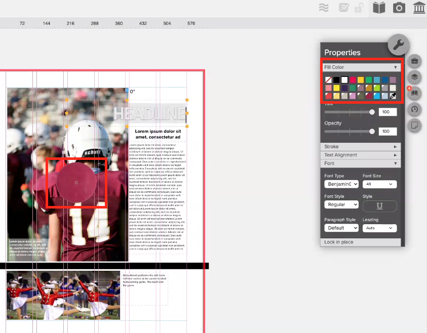 How do I sample a color from a photo in Encore?