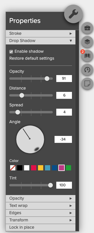 How do I add a drop shadow to objects in Encore?